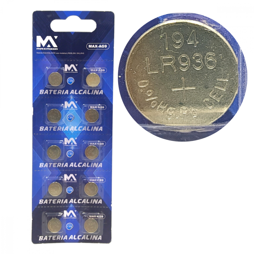 Bateria Pilha Alcalina Ag9 Cartela com 10 unidades. | Shopee Brasil