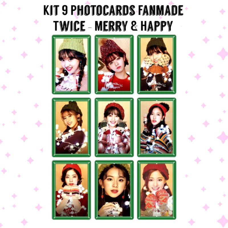 Kit 9 Photocards | Twice - Merry & Happy | Produto Fanmade | Shopee Brasil