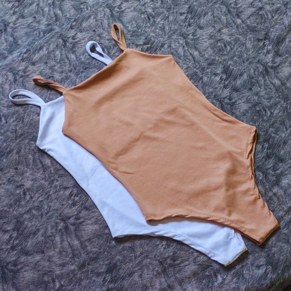 Kit 2 Body Alcinha Fina Canelado Premium Com Forro Duplo Bory Feminino ...