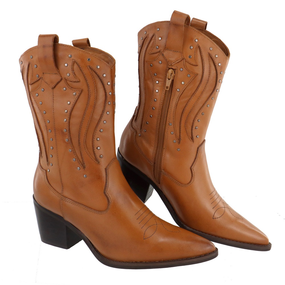 Bota Texana Country Western Cravo em Couro Feminina Maria Paula Moda ...