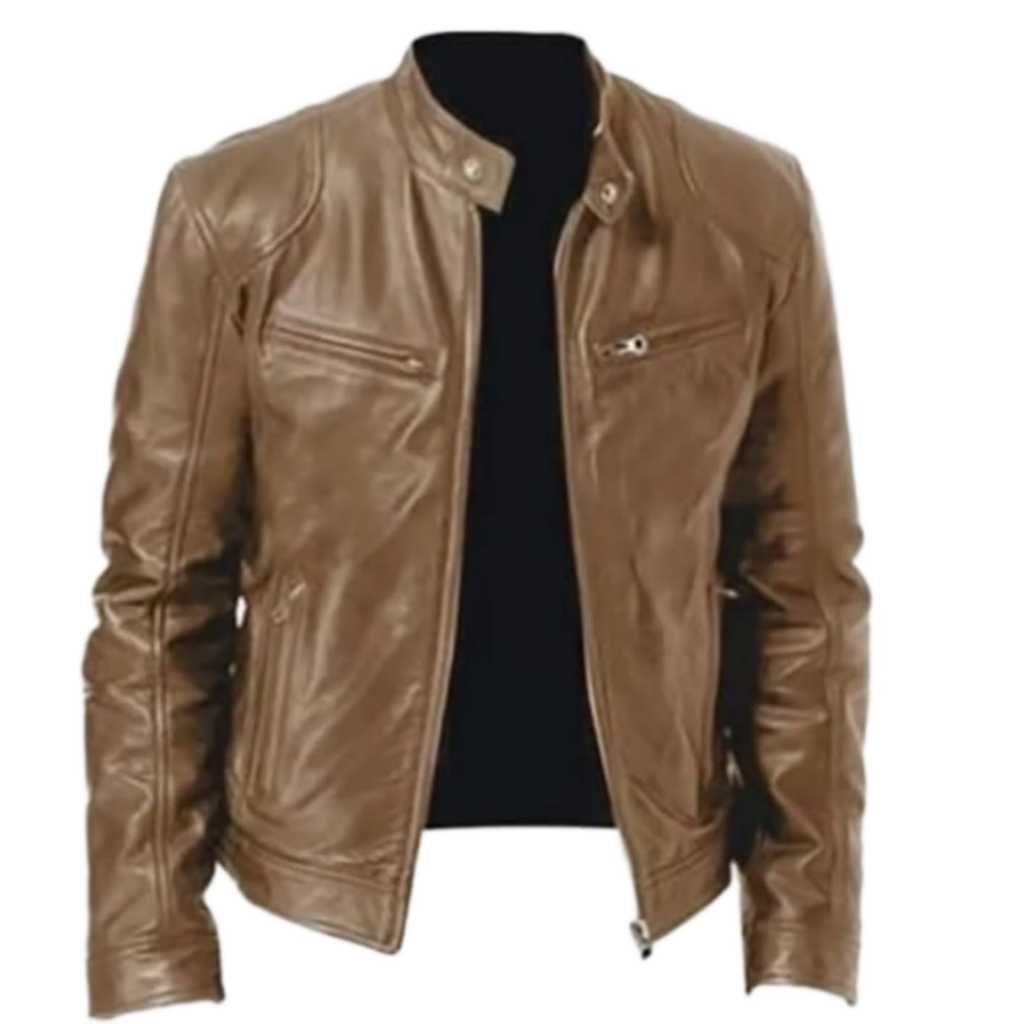 Jaqueta De Couro Masculina Elegante Resistente Luxo Reforçada Moda ...