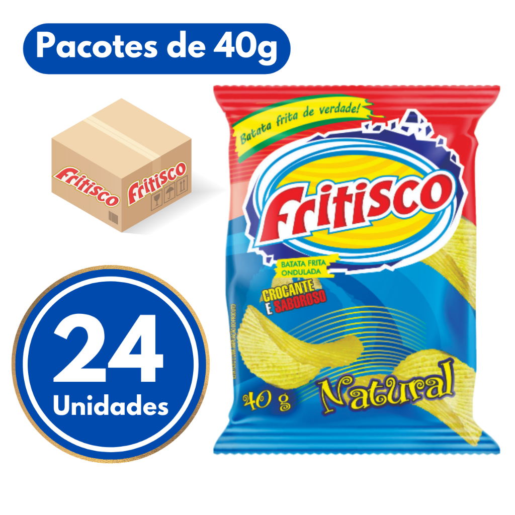 Kit Fritisco - Batata Ondulada Natural 40g (24 Pacotes) | Shopee Brasil
