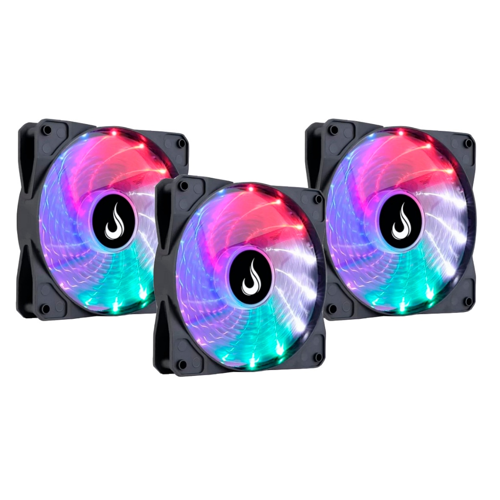 Kit com 3 Coolers Fans RGb Rise Mode 120mm - Escorrega o Preço