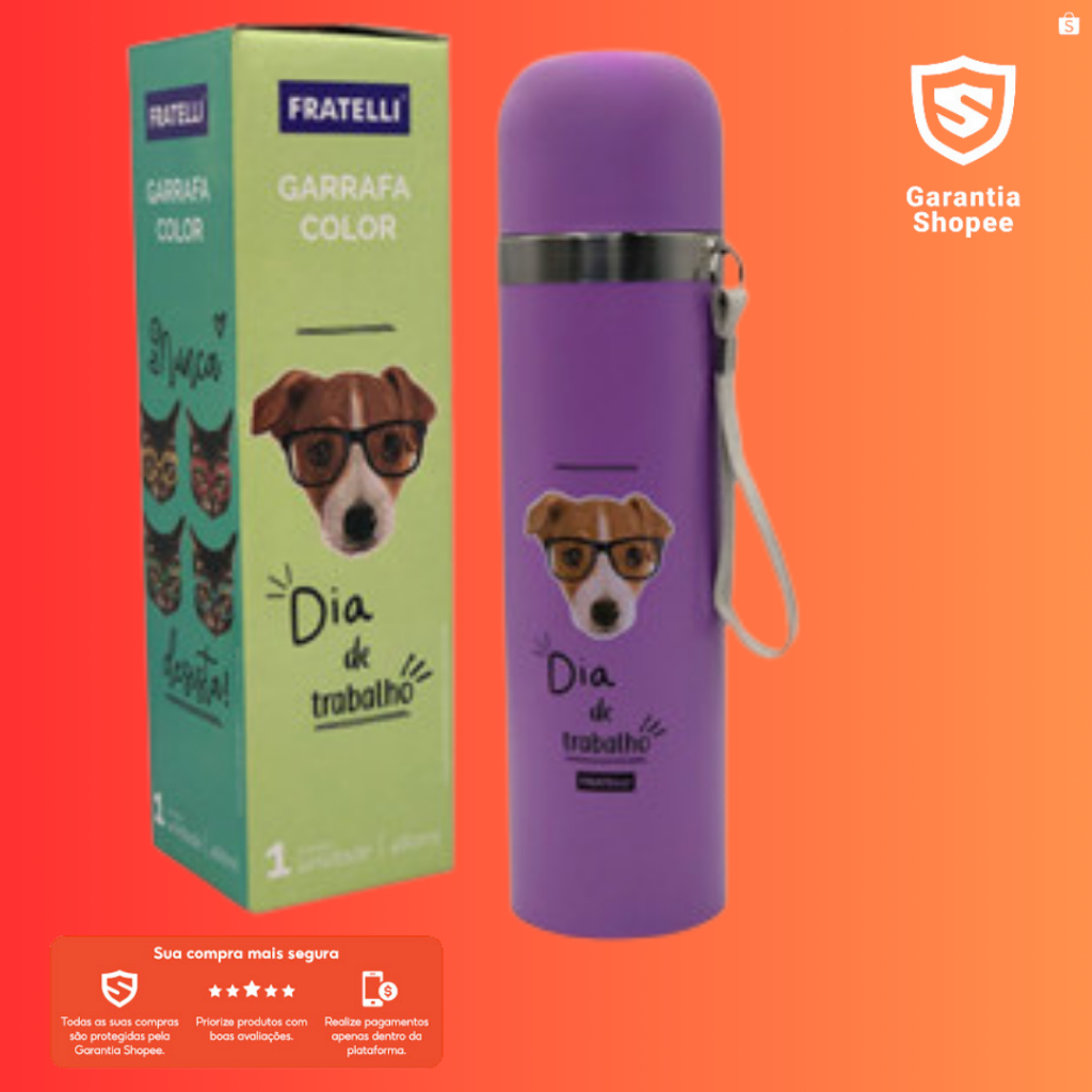 Garrafa Color Estampa Pet Inox 480ml varias cores | Shopee Brasil