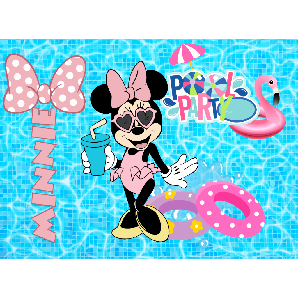 Painel em lona tema pool party da Minnie 1,20x90 | Shopee Brasil