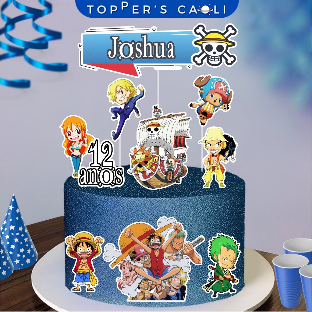 Topo de Bolo One Piece Luffy (Topper) Decoração Festa | Shopee Brasil