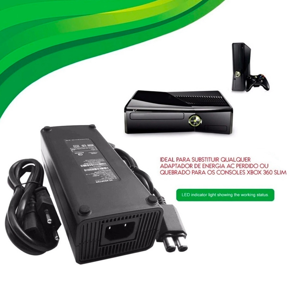 Fonte Xbox 360 Slim Video Game Bivolt 110v 220v 2 Pinos | Shopee Brasil