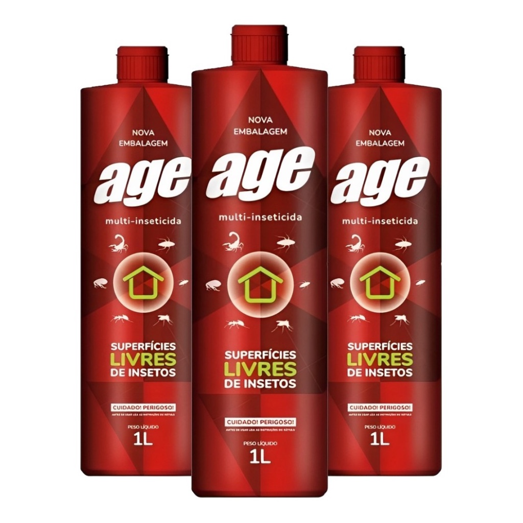 Kit 3 Dedetizador Age Arraze 1L Líquido Remédio Mata Formiga Barata ...
