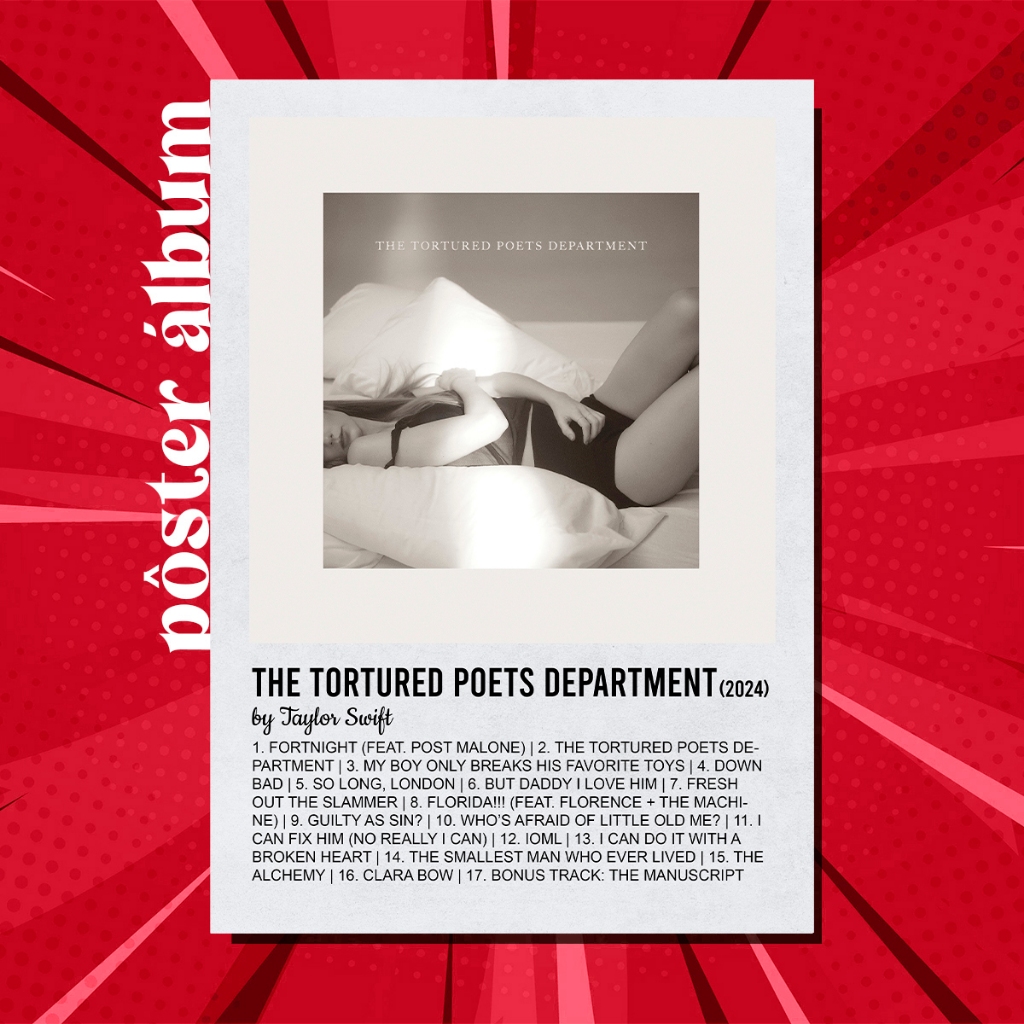 Pôster Álbum The Tortured Poets Department - Taylor Swift (TS11 ...