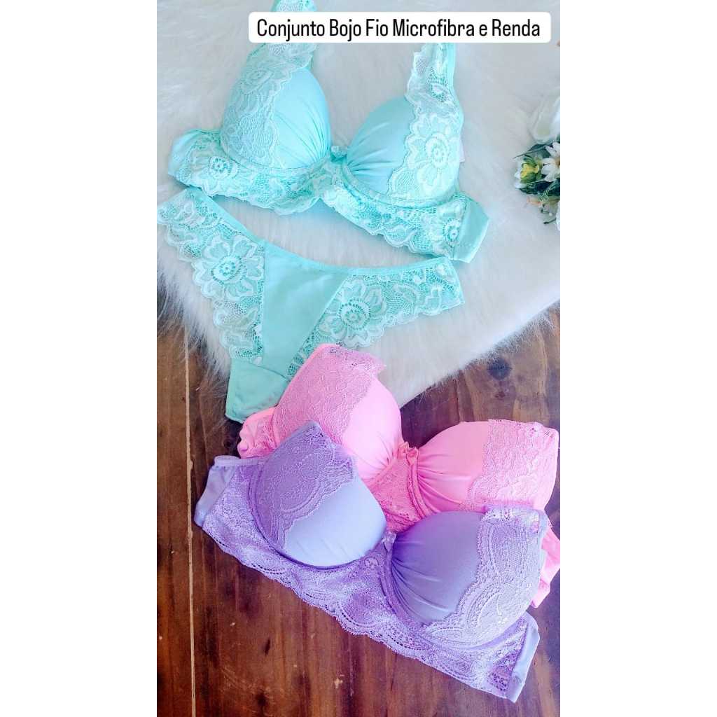 Conjunto de lingerie com Bojo Fio conforto Sensual Elegante calcinha e ...