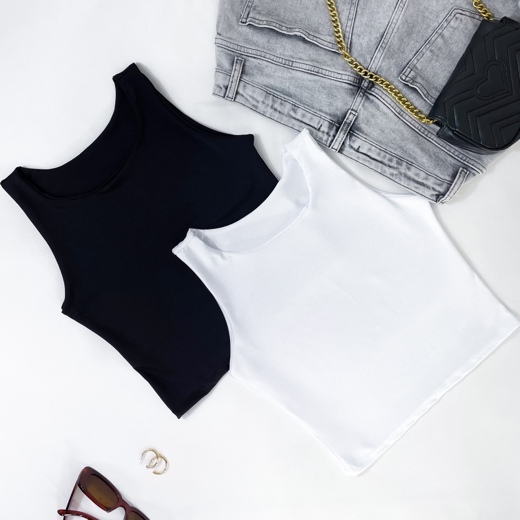 kit 2 Cropped Femino Suplex Liso Básico Moda Verão Disponível em Várias ...