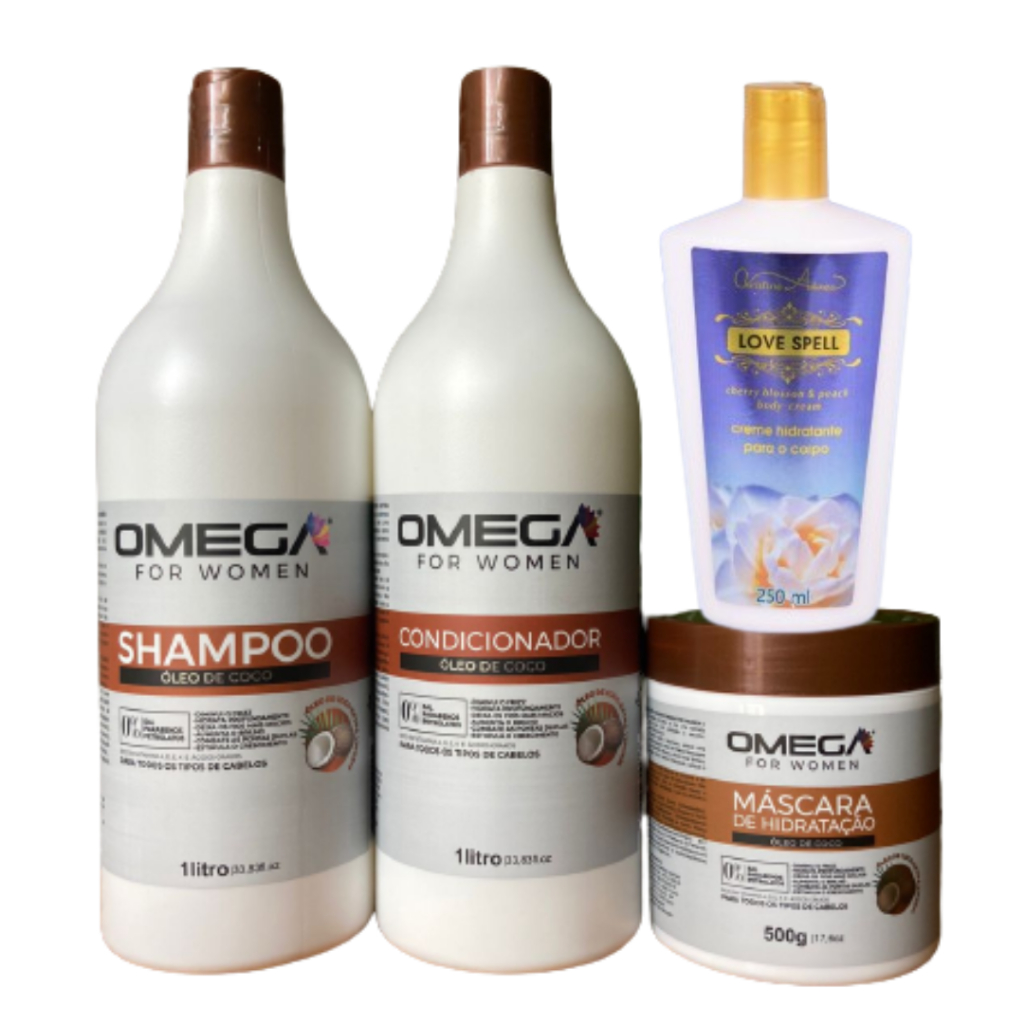 Kit Capilar Óleo de Coco Shampoo, Condicionador 1L, Máscara 500g e ...