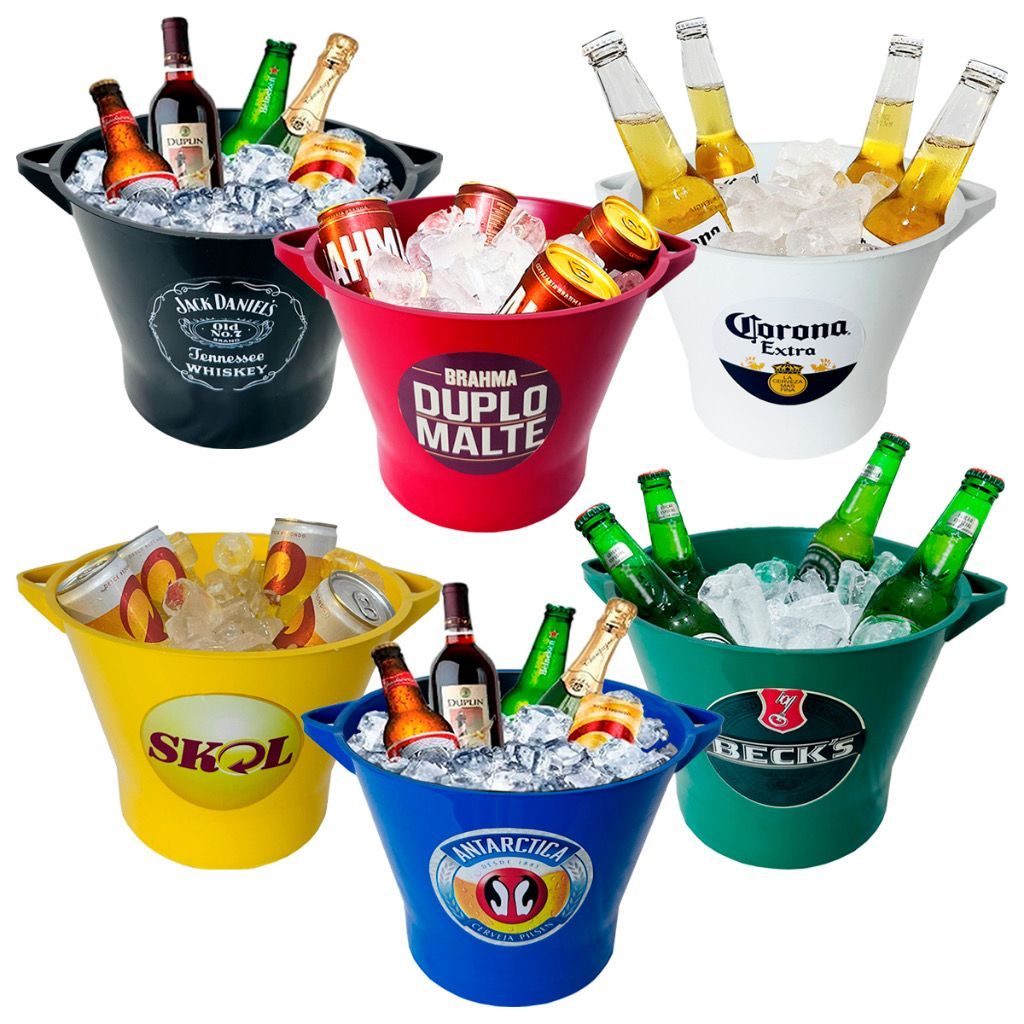 Kit C/6 Balde de Gelo Personalizado 8 Litros Para Adegas Bar Cervejas Long Neck Latinha Combos ...