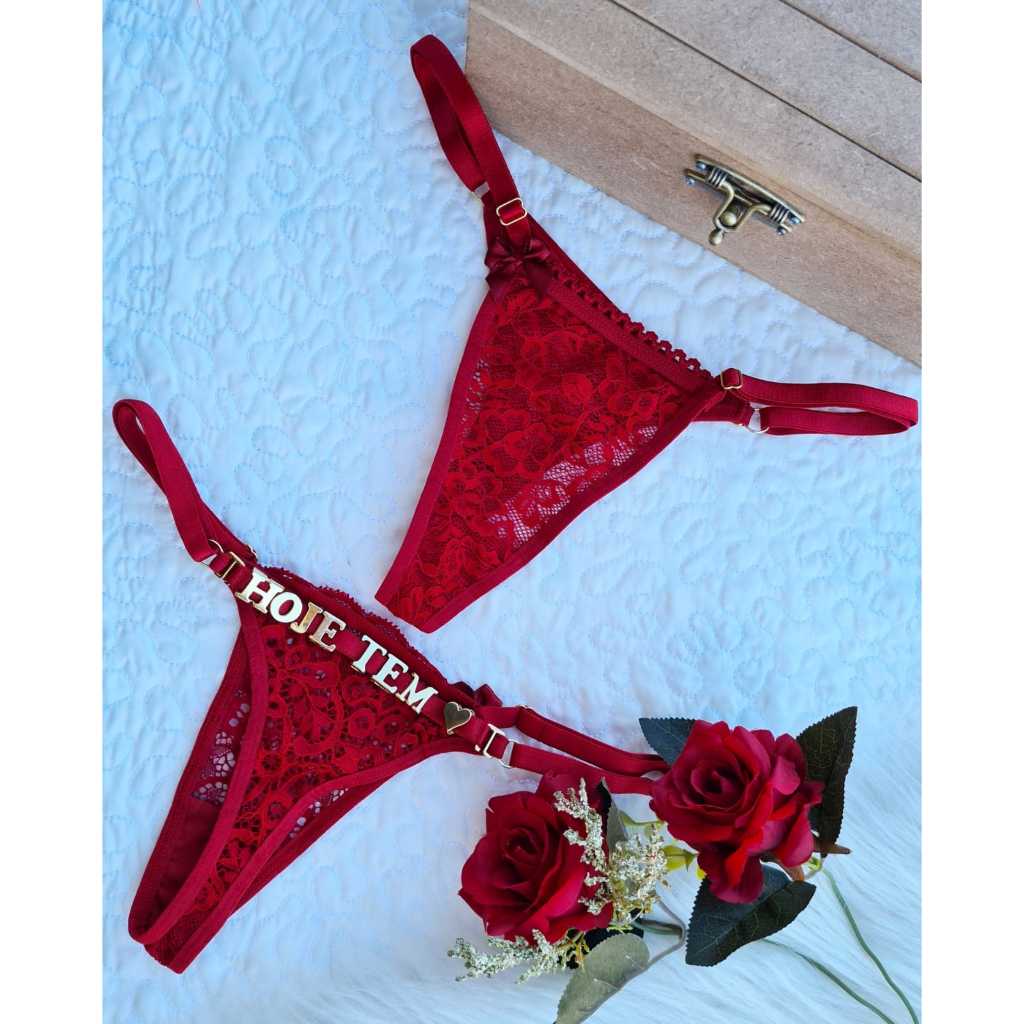 Calcinha Para Personalizar Em Renda Vermelha Shopee Brasil