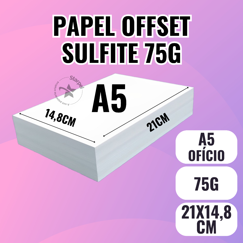 Papel Offset Sulfite 75g A5 21x14,8cm Marca Report | Shopee Brasil