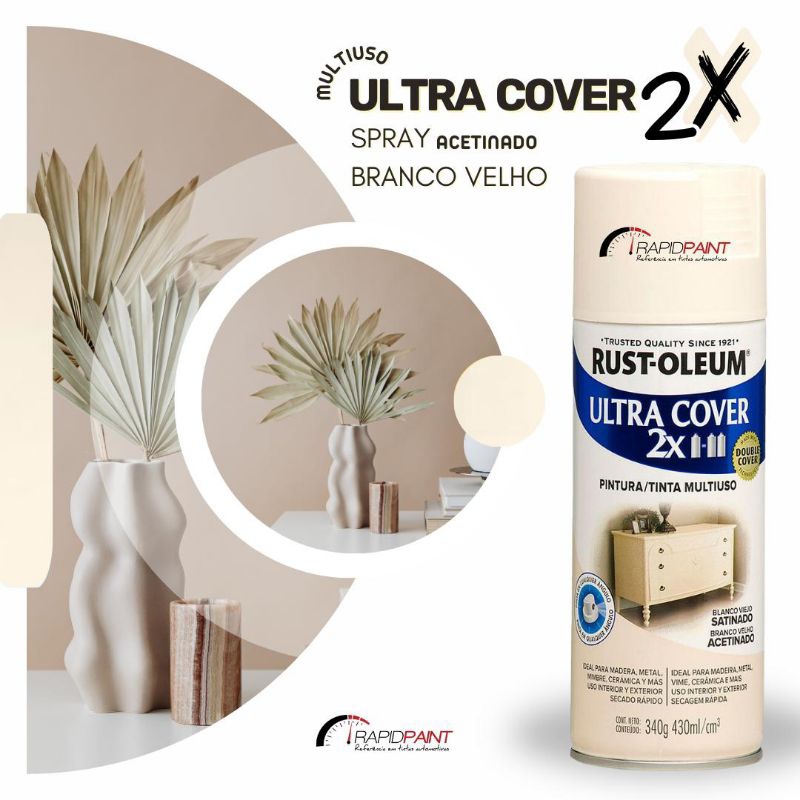 SPRAY BRANCO VELHO "OFF WHITE" ACETINADO 2X + COBERTURA RUST OLEUM ...