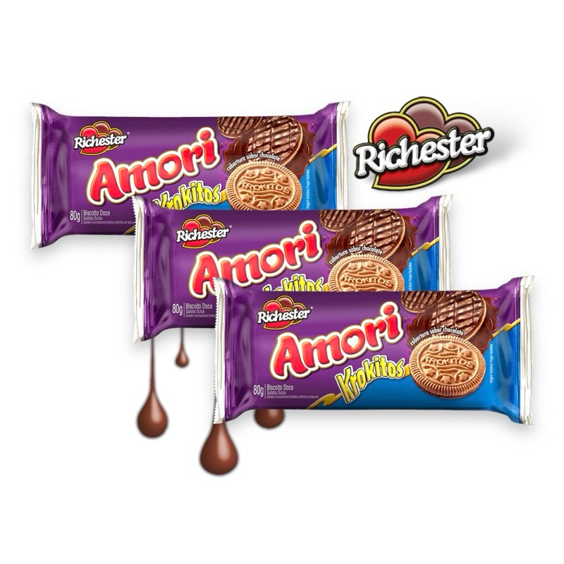 Biscoito Krokitos Cobertura de Chocolate 80g (12 Unidades) | Shopee Brasil
