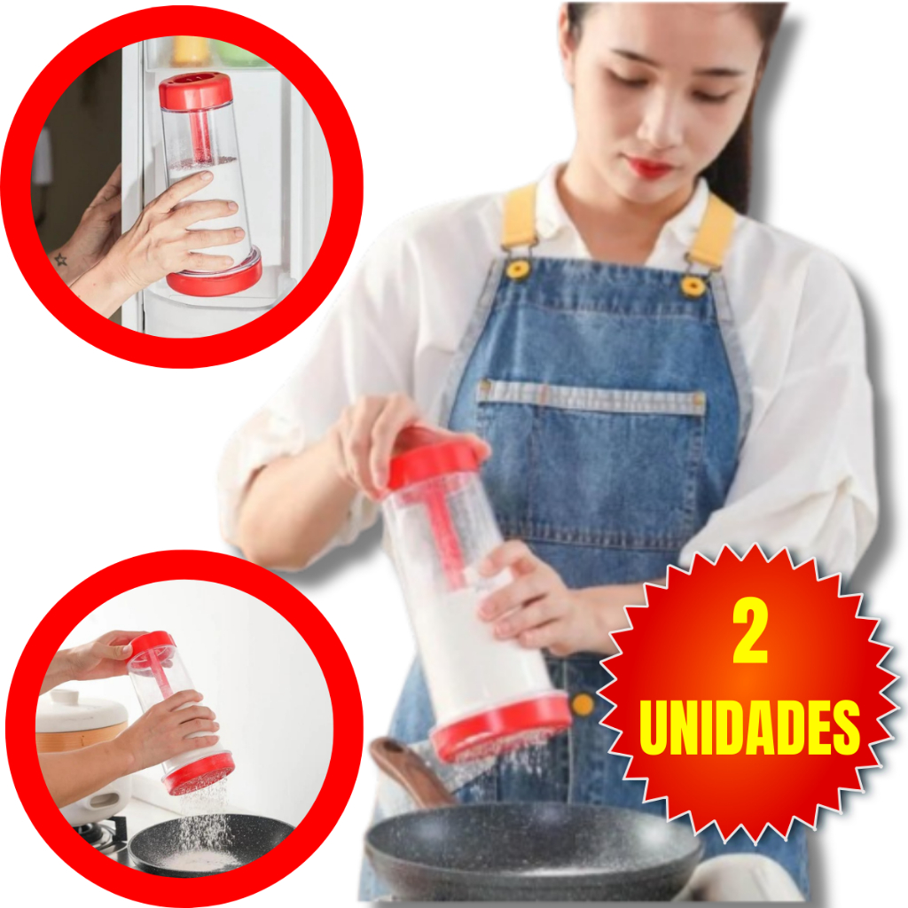 Kit c/2 Tapioqueira Peneira Polvilhador Armazena Tapioca Farinha ...