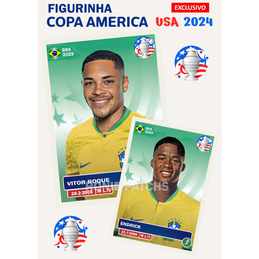 PACK 02 Figurinhas Copa América 2024 BRASIL - ENDRICK/VITOR ROQUE ...