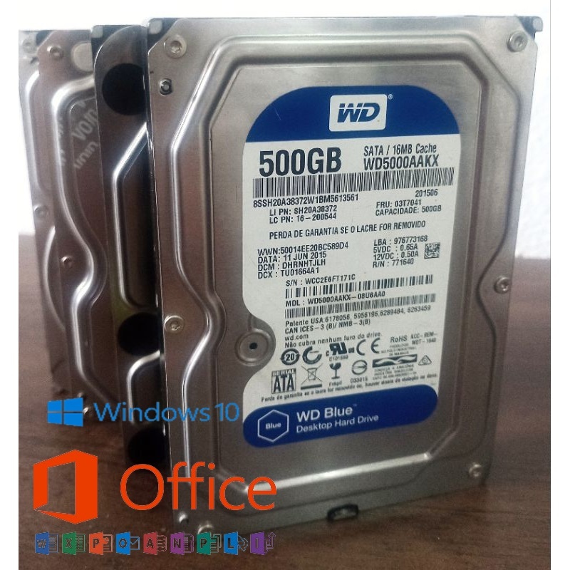 HD Sata 500GB Windows 10 + Office | Shopee Brasil