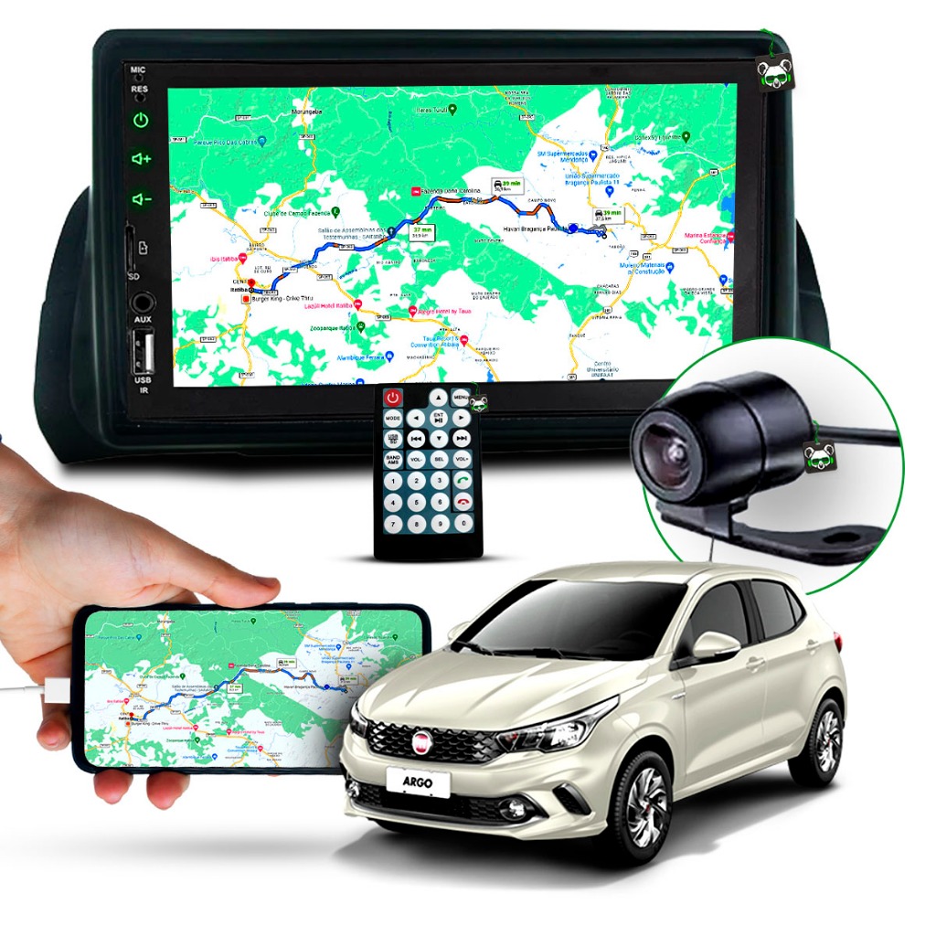Kit Central Multimidia Espelhamento Mp8 Fiat Argo + Moldura + Câmera de Ré | Shopee Brasil