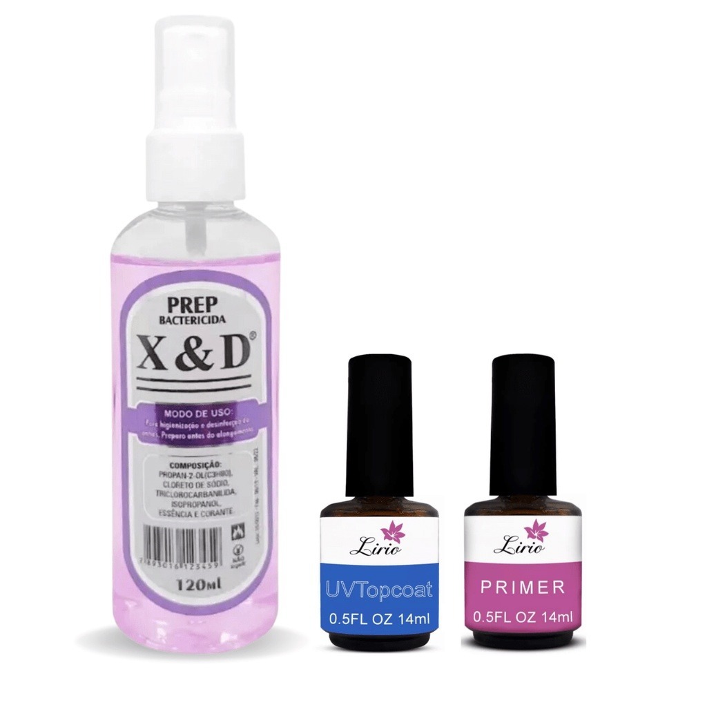 KIT Top Coat e Primer Lirio PREP Preparadores Alongamento Unha gel fibra | Shopee Brasil