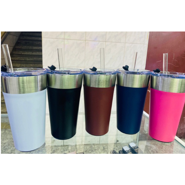 Copo Térmico com Tampa 600ml Com Abridor com canudo Envio 24h | Shopee Brasil