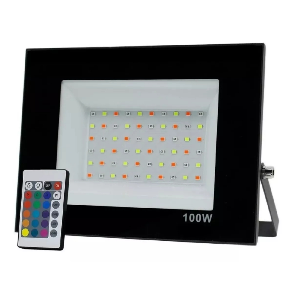Holofote Led 100W Rgb Colorido Bivolt Potente E Economico Com Controle ...