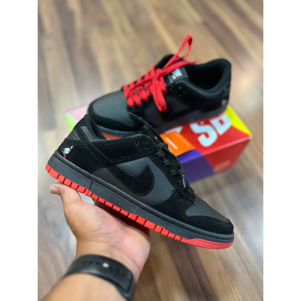 Tenis Nike Dunk Low Preto e Vermelho PREMIUM | Shopee Brasil