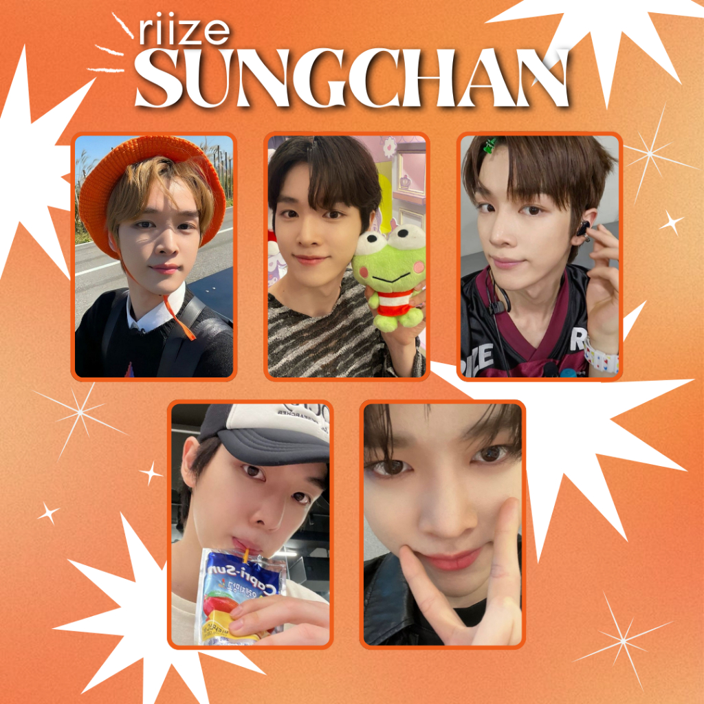 RIIZE - Sungchan, set 5 Photocards Fanmade frente e verso, Set ...
