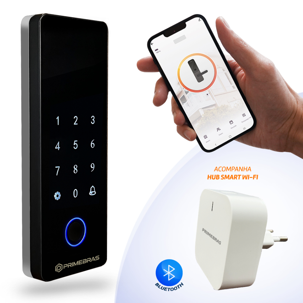 Fechadura Digital Smart Athenas Madeira App + Hub Wi-fi | Shopee Brasil