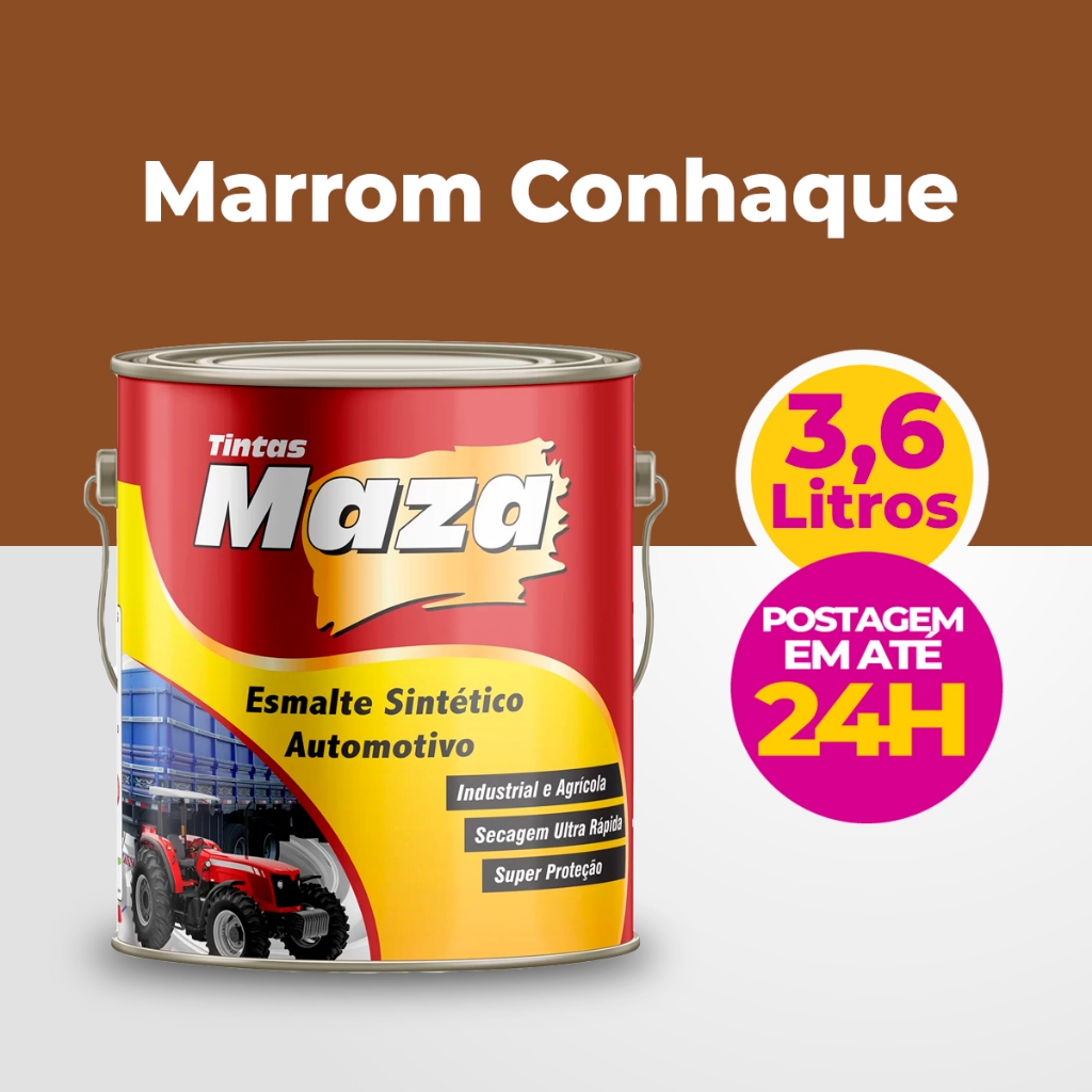 Tinta Esmalte Sintético Industrial Marrom Conhaque MAZA 3,6L Brilhante ...