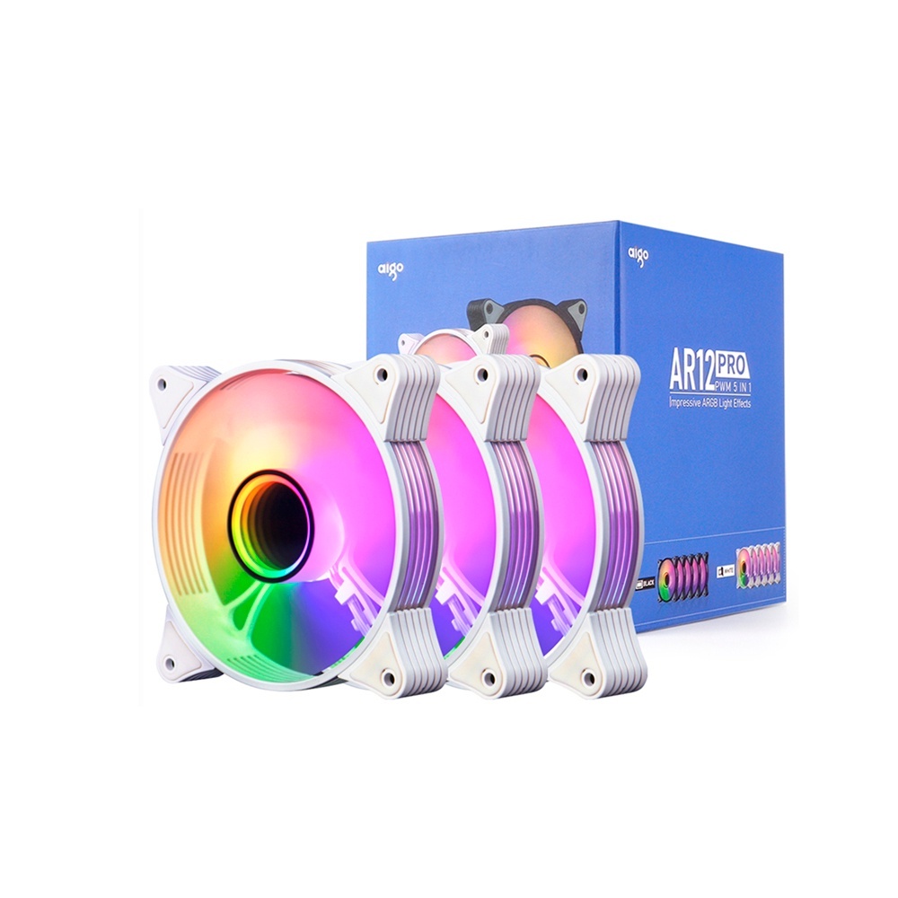 Cooler Fan Argb Aigo Ar12 pro branco kit 3 un. | Shopee Brasil