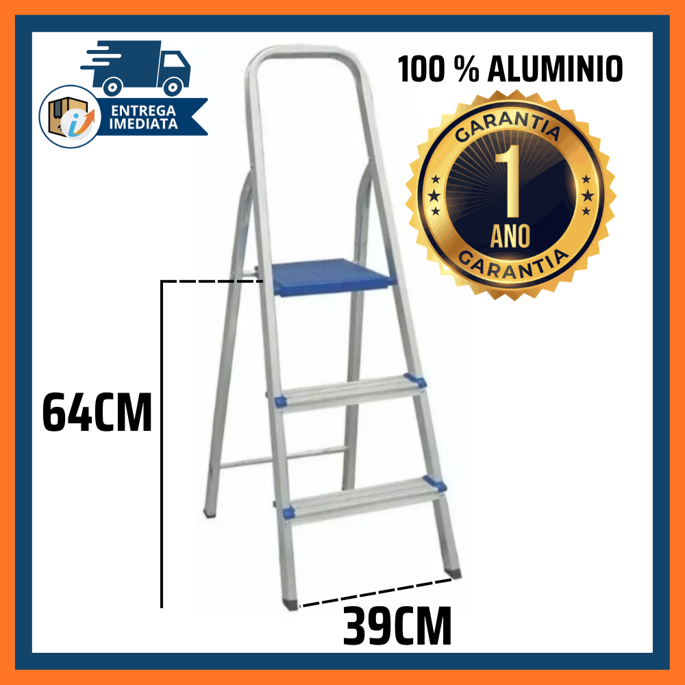 Escada de Aluminio 3 degraus | Shopee Brasil