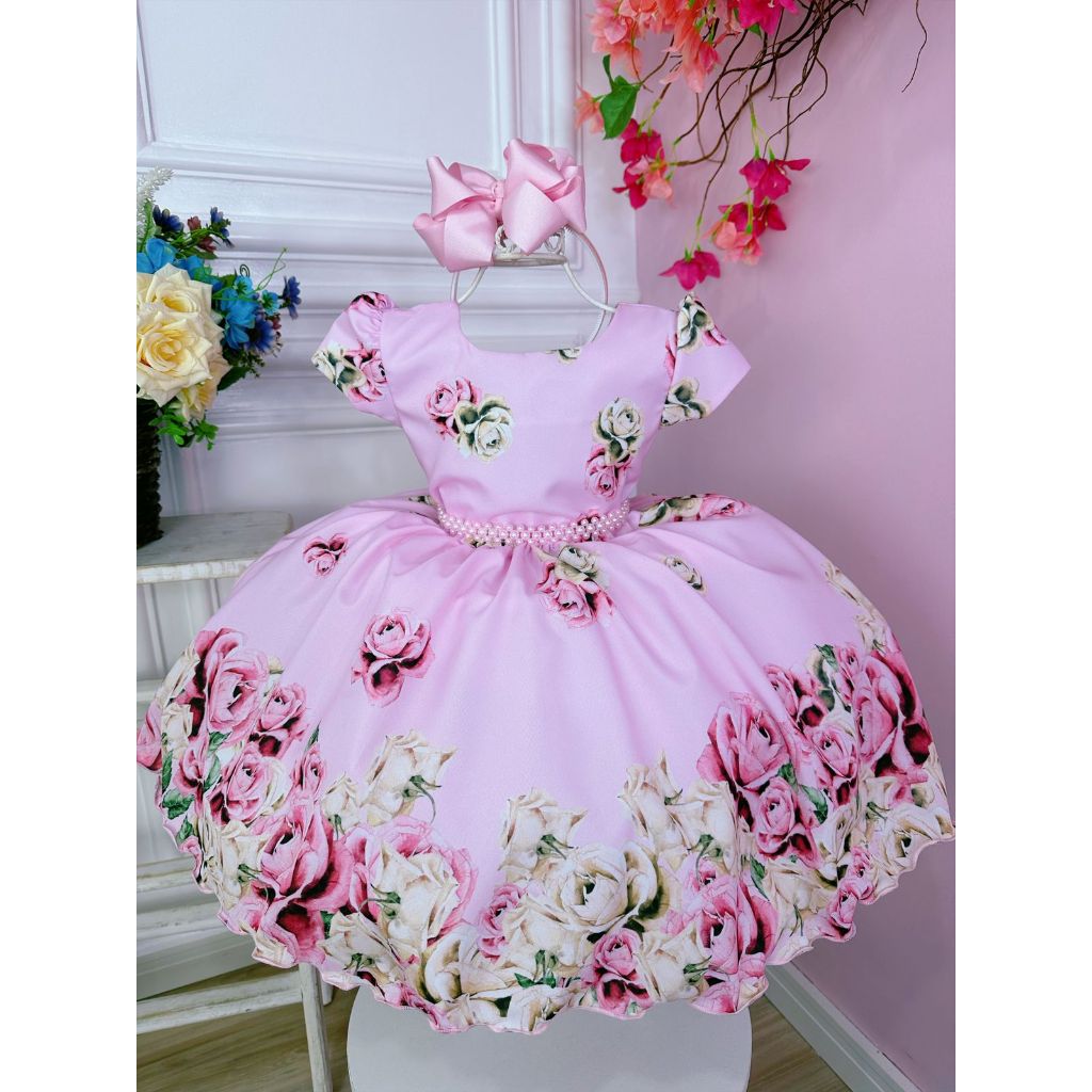 Vestido Infantil Rosa Jardim Floresta Bosque Borboletas Fada Encantado ...