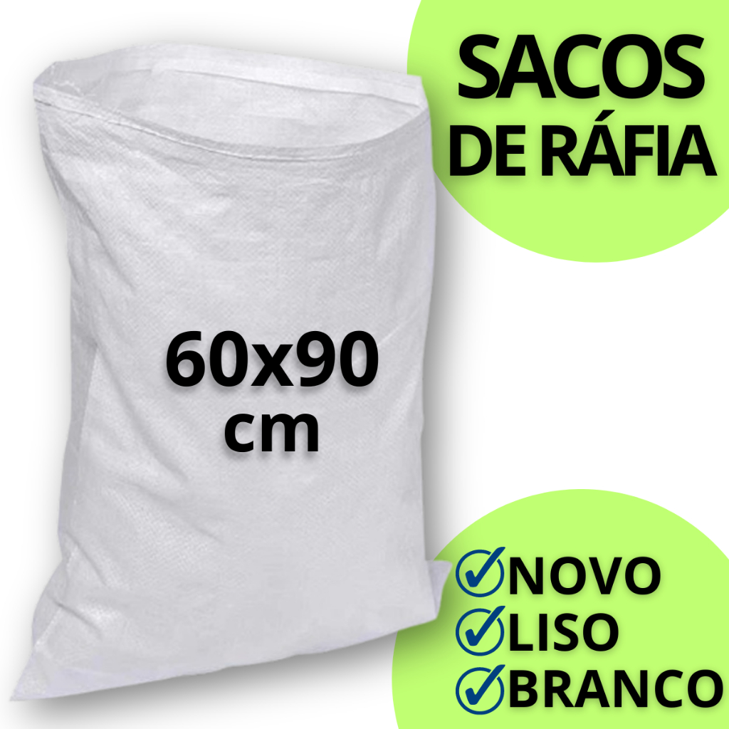 20 Sacos de Ráfia 60x90 Novo para Entulho Ração Reciclagem Sacaria ...