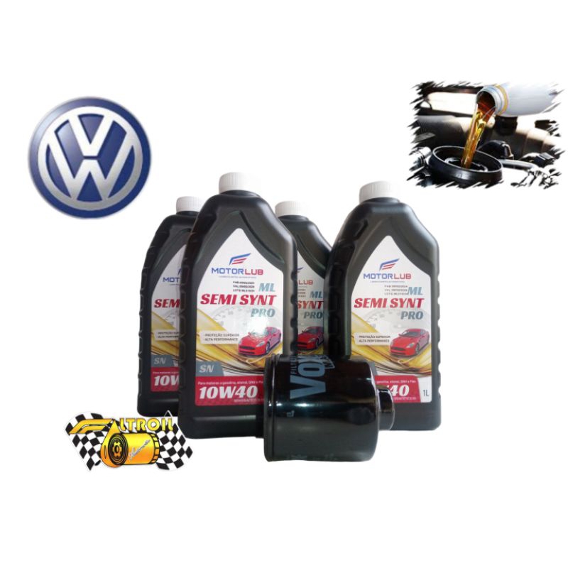 Óleo 10W40 semissintético SL + filtro de óleo Volkswagen G2, G3, G4 ...