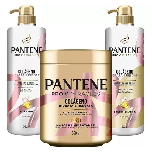 KIT PANTENE COLÁGENO SHAMPOO+CONDICIONADOR(510ML CADA)+MÁSCARA 550ML | Shopee Brasil