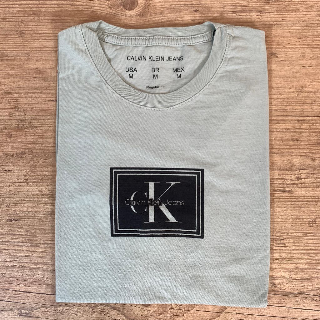 Camiseta Ck Manga Curta Blusa Verde Gola Redonda | Shopee Brasil