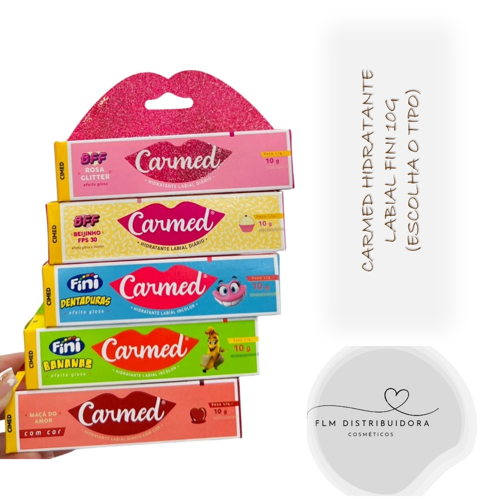 Kit com 03un Carmed Hidratante Labial Fini 10g (Escolha O Tipo ...