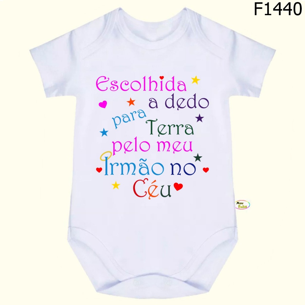 Body Bebê Frases Escolhida a Dedo Para Terra Pelo Meu Irmão No Céu ...