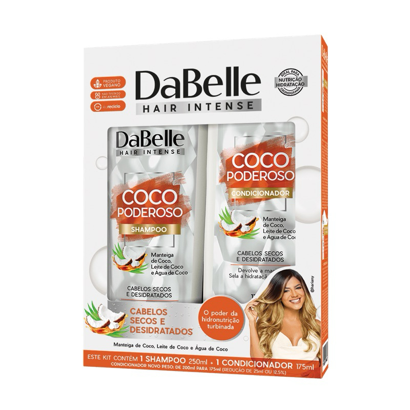 Kit DaBelle Hair Intense Coco Poderoso Shampoo 250ml + Condicionador 175ml | Shopee Brasil