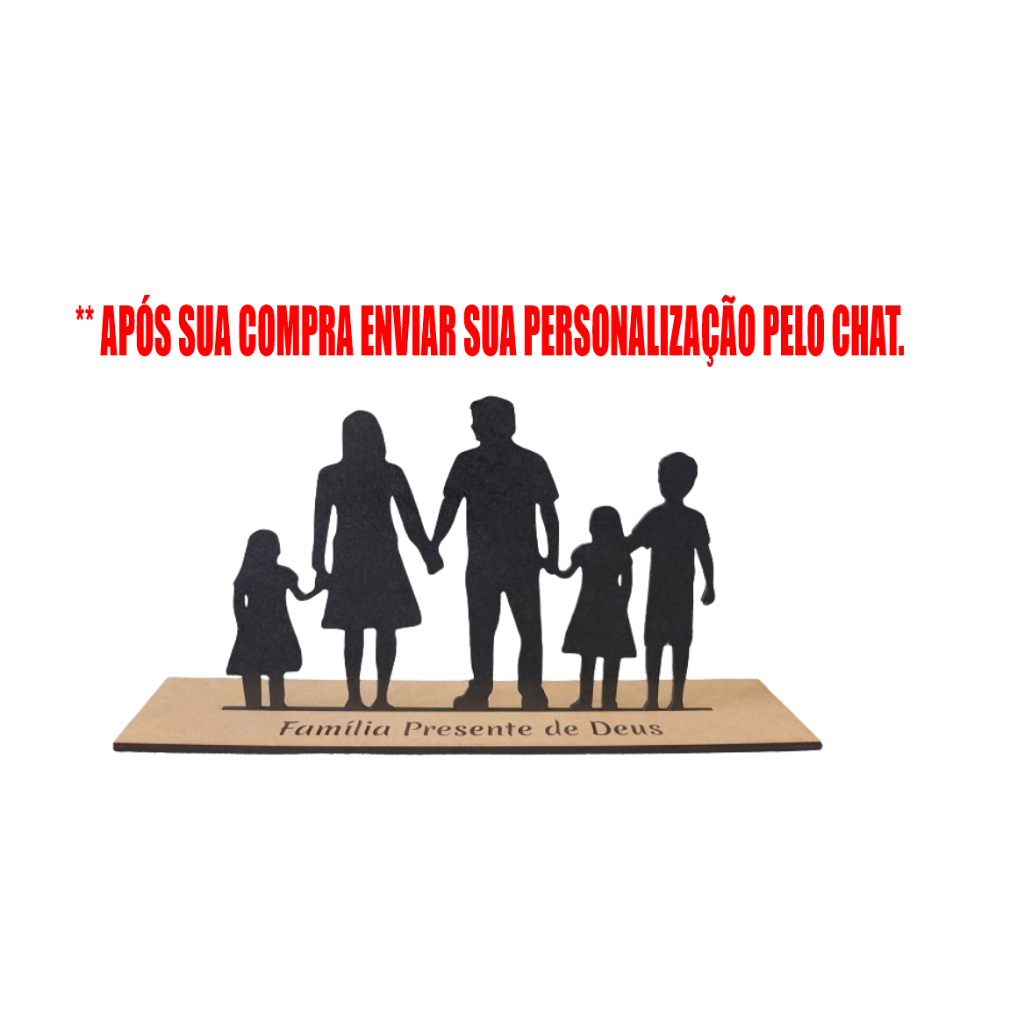 Placa Silhueta Família Feliz Membros da Família Personalizado em MDF ...