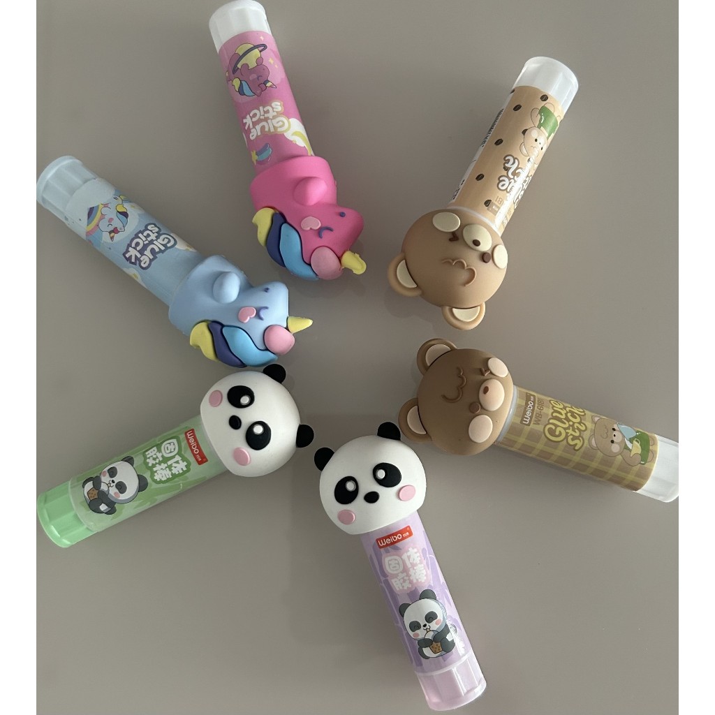 Cola Escolar Bastão Weibo Panda Unicórnio Urso Kawaii | Shopee Brasil