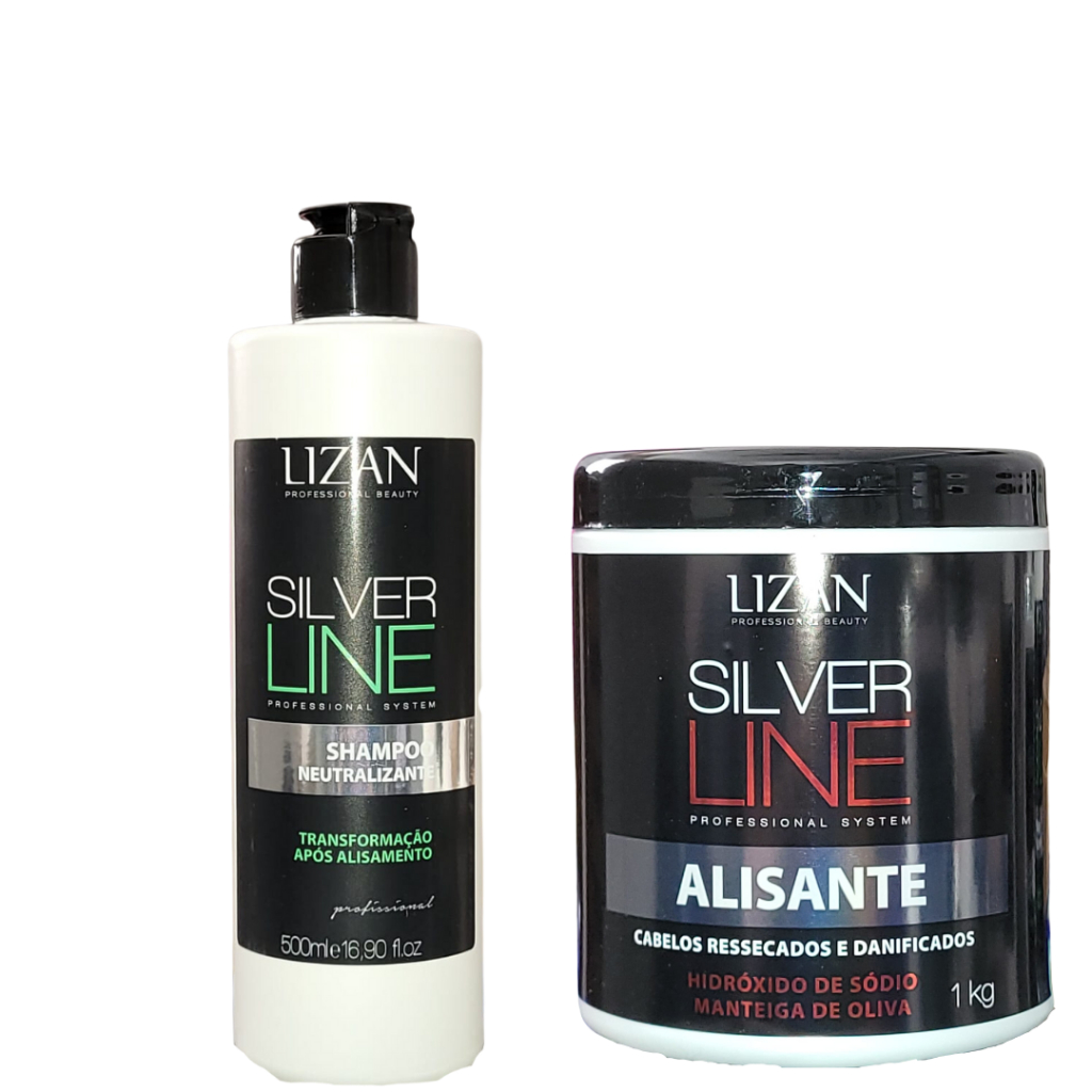 Lizan Silver Line Kit Alisante Hidróxido de Sódio 1000G + Shampoo ...