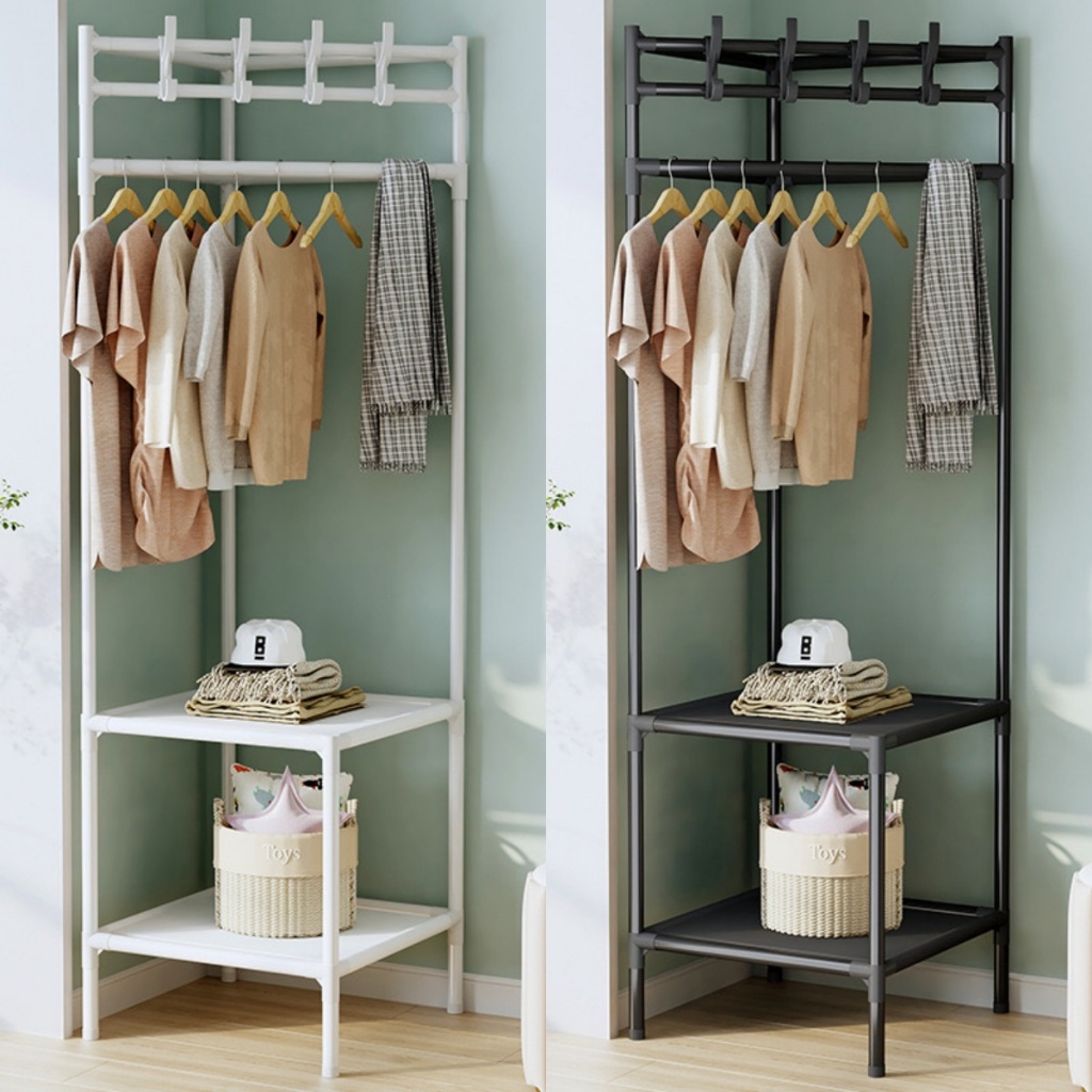 Estante Organizador De Roupas De Canto Triangular Cabideiro e Multiuso ...