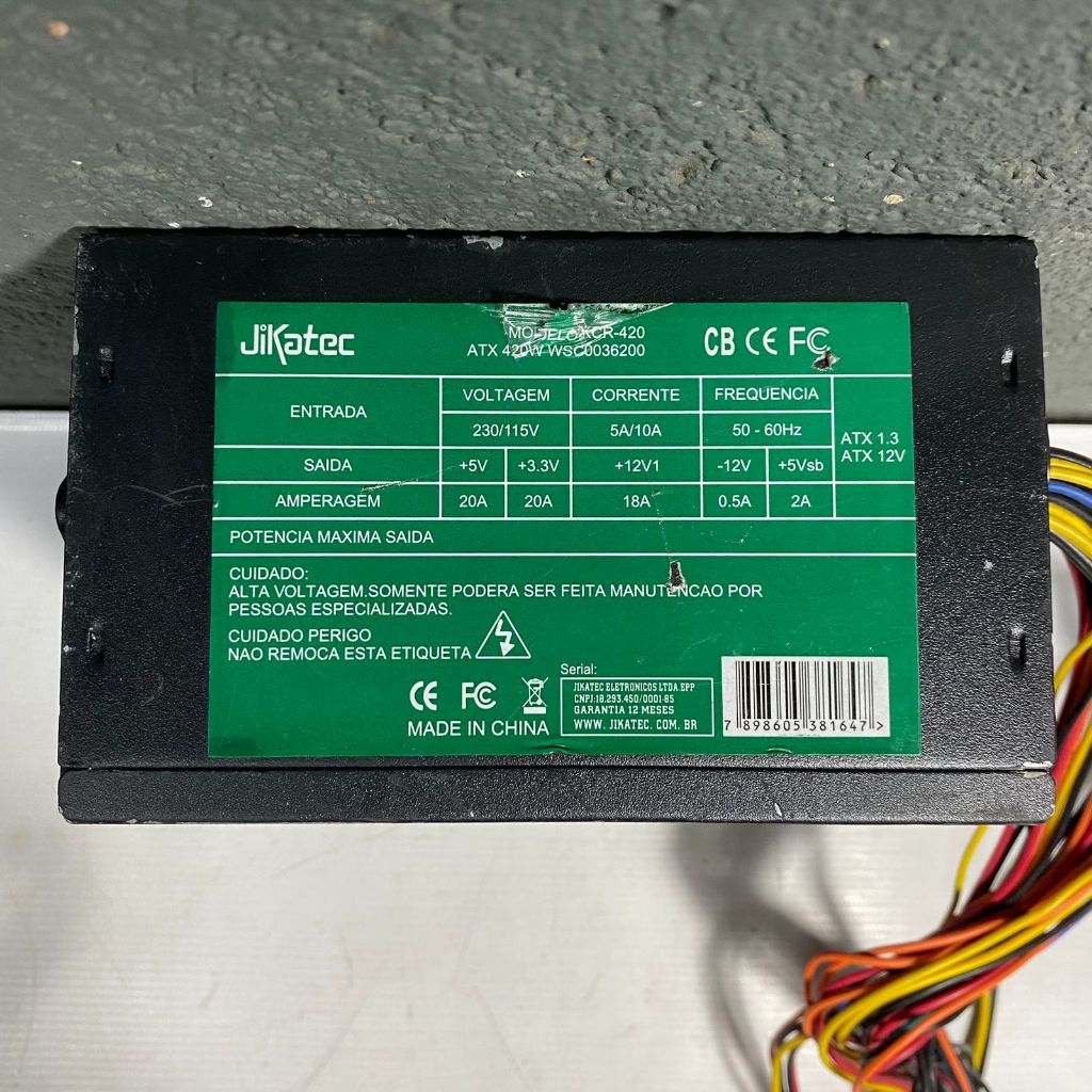 Fonte Real Jikatec Modelo: Kcr-420 24pinos 420w C/ Sata Atx | Shopee Brasil