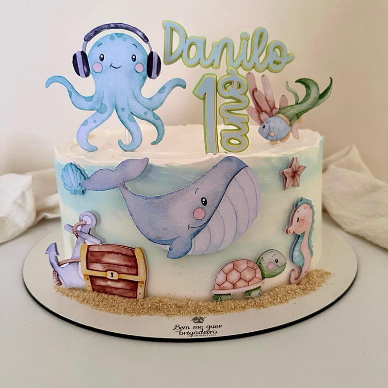 Topo Topper de bolo Fundo do Mar | Shopee Brasil