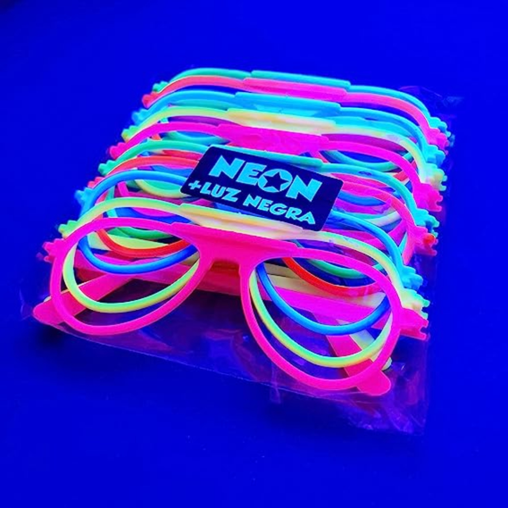 Kit 10 Óculos Neon Luz Negra RAY Festa Balada Casamento Aniversario ...