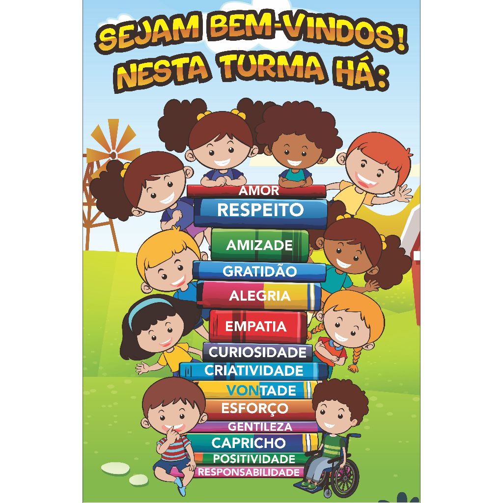 Banner TURMA Sejam Bem-Vindos Escolar decoração sala aula pedagógico ...